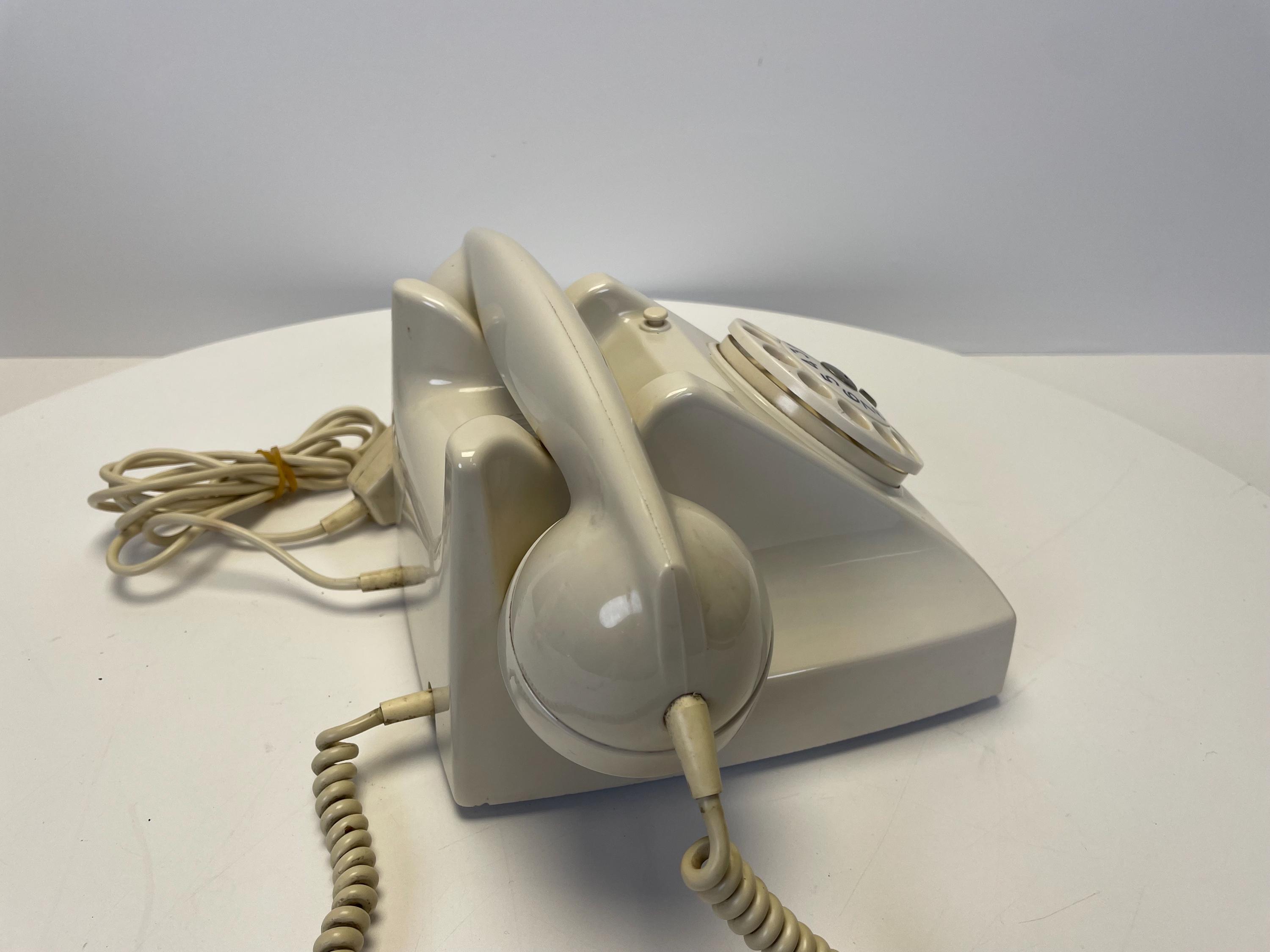 70s Classic White Bakelite House Ericsson Phone, Elegant Shiny Cream ...