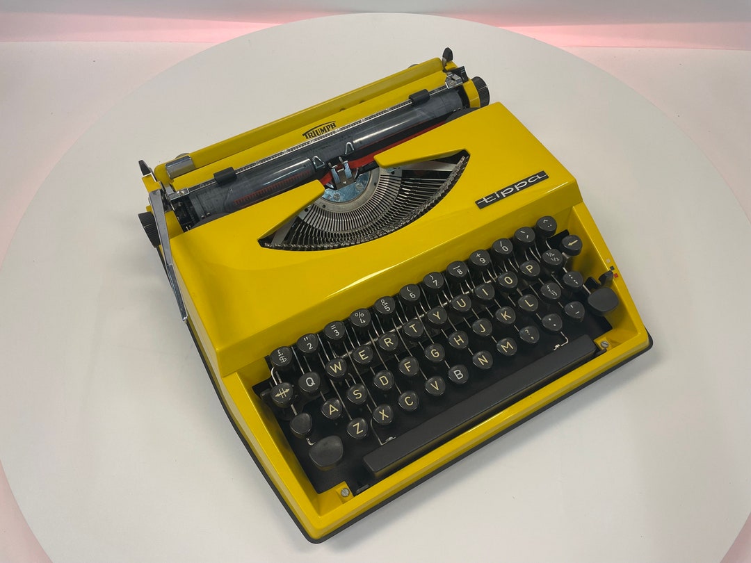 1974 Triumph Tippa, Retro Bright Yellow Functional Portable Typewriter ...