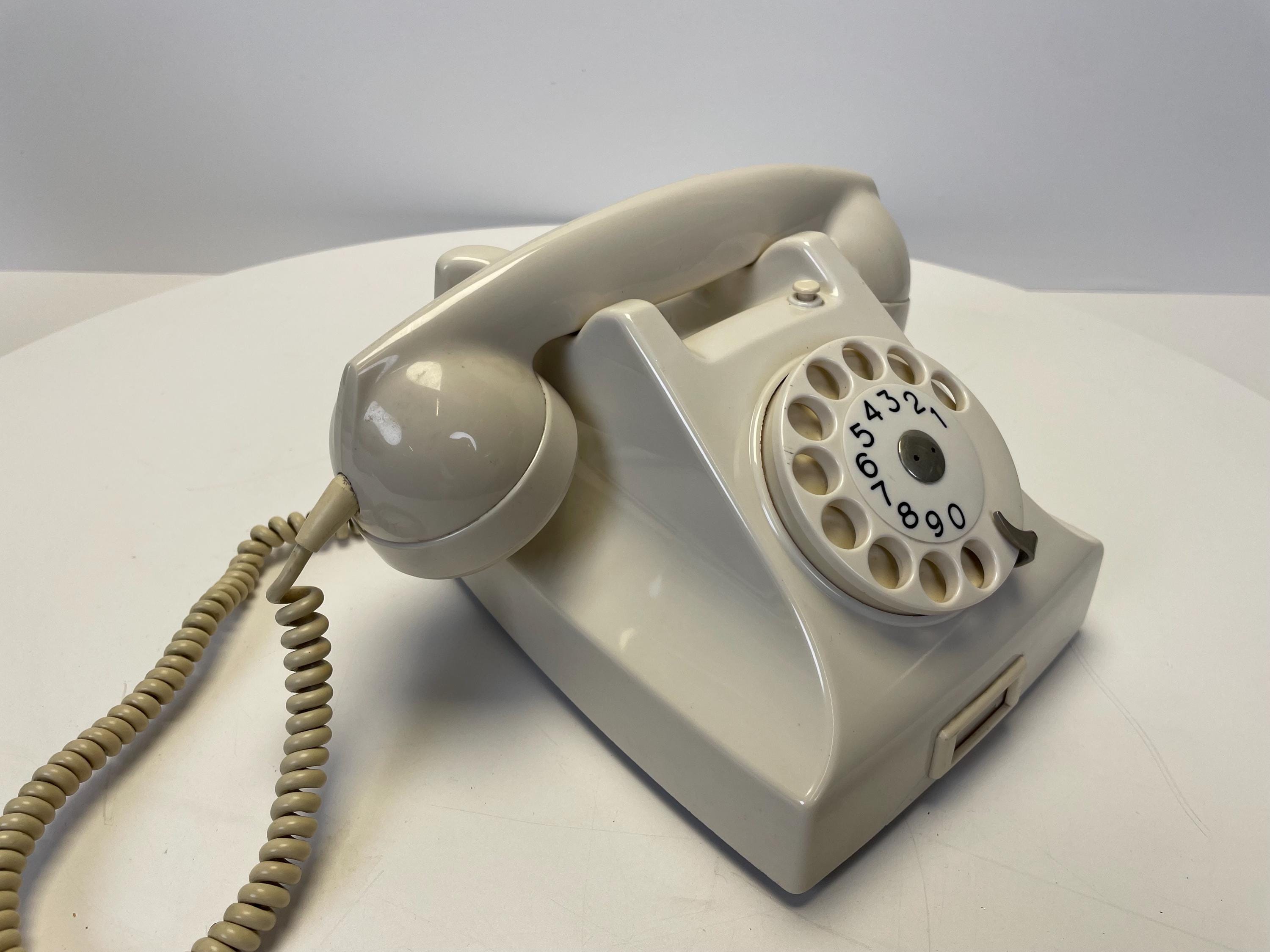 70s Classic White Bakelite House Ericsson Phone, Elegant Shiny Cream ...