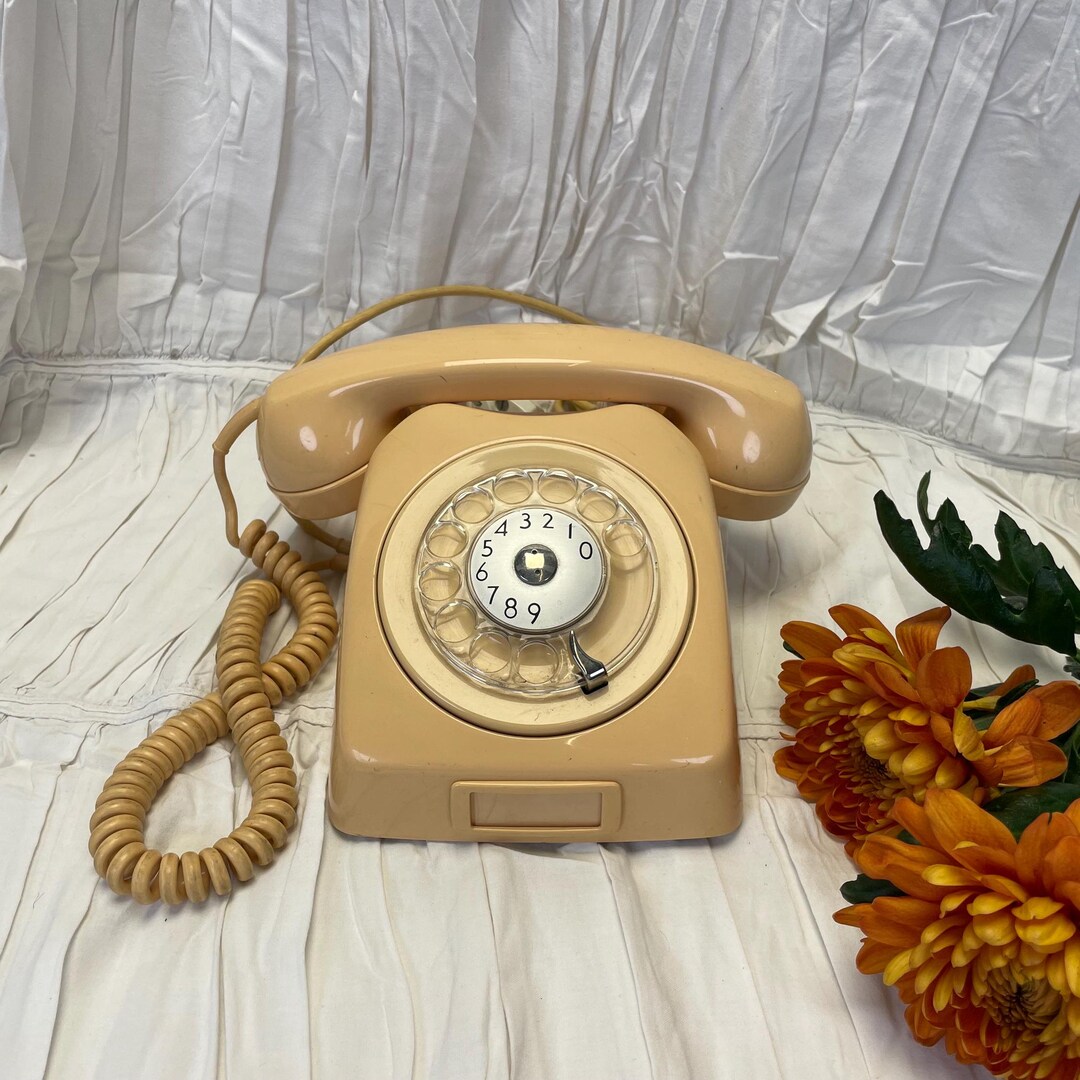 80s Unique Pastel Peach Analogue Vintage Phone, Soft Aesthetic Smooth ...
