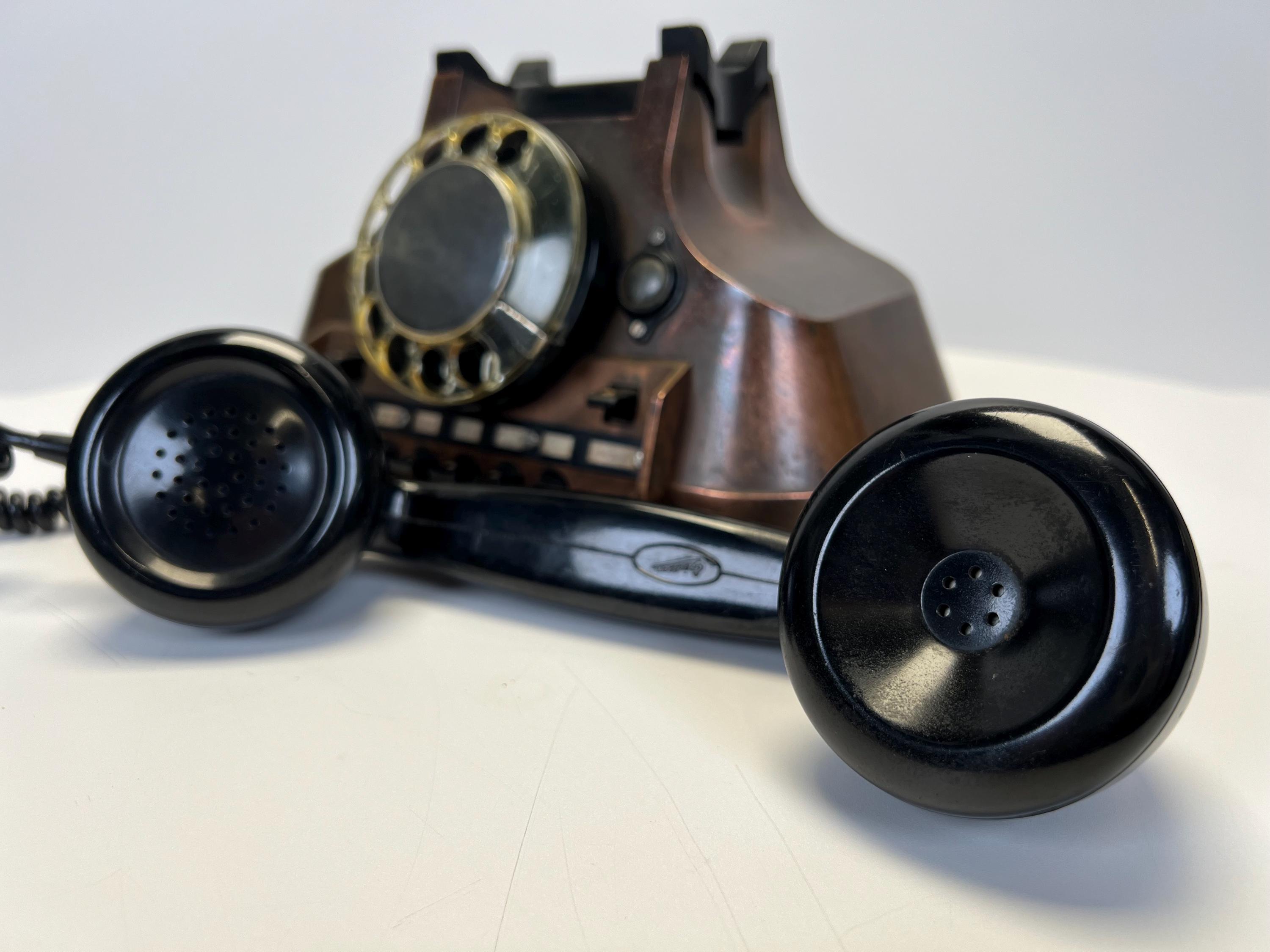 60s Bakelite Espresso Colour House Phone, Minimalistic Vintage Rustic ...