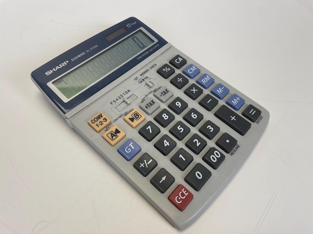 Sharp EL-2125C Elsimate, Vintage 12-digit Answer Check Feature Desktop Calculator With Large ...