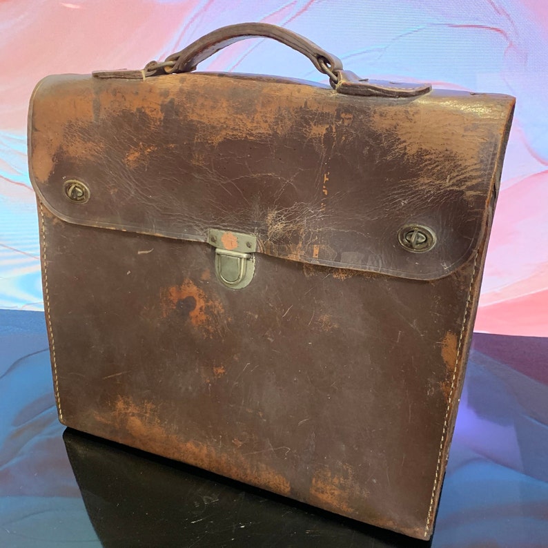 Antique Leather Briefcase - Etsy