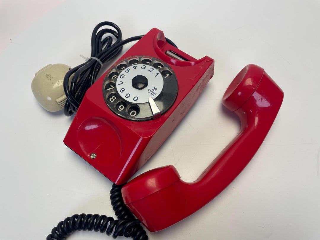70s Cherry Red Bakelite Vintage Italian House Phone, Minimalistic ...