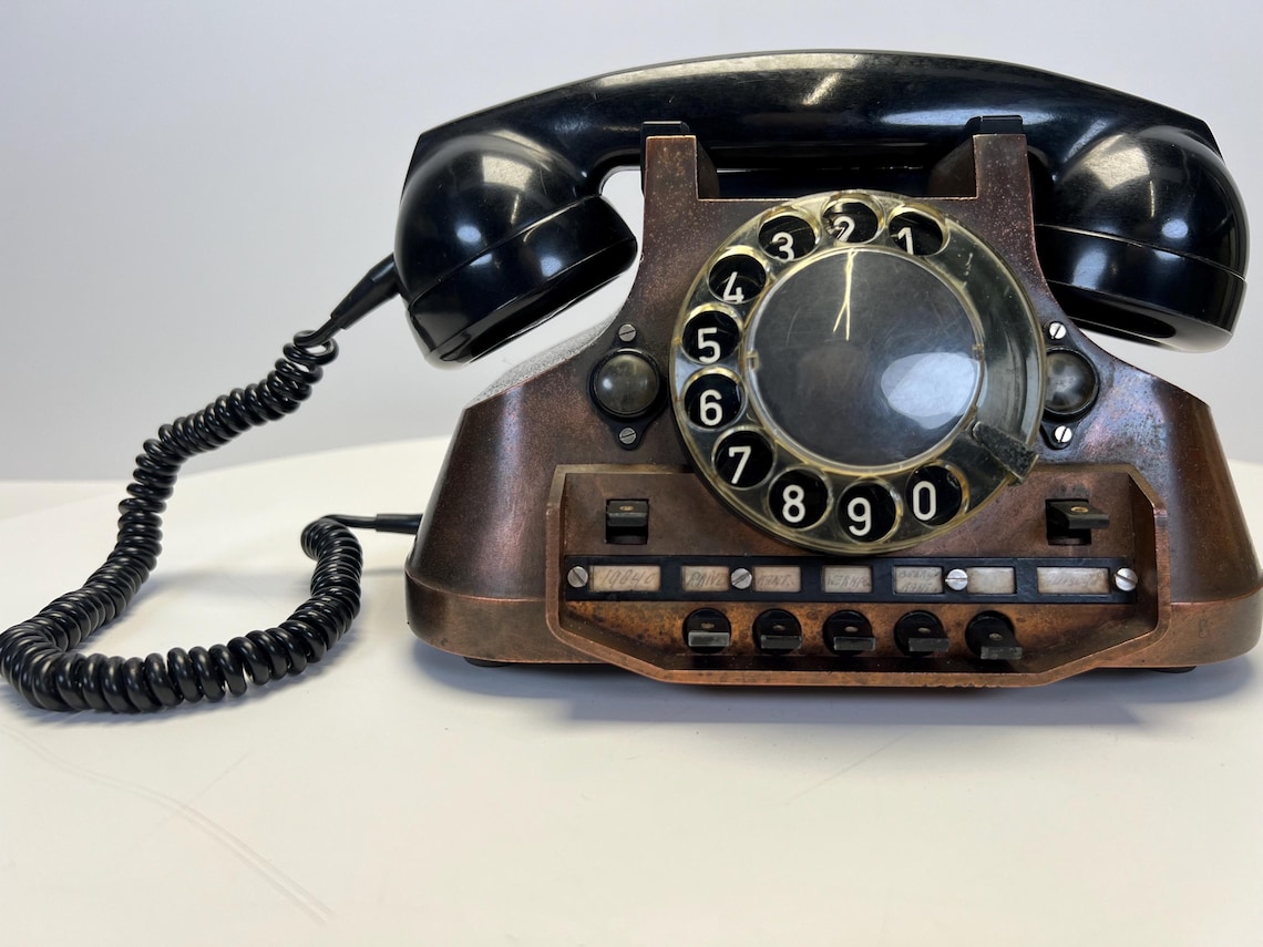 60s Bakelite Espresso Colour House Phone, Minimalistic Vintage Rustic ...