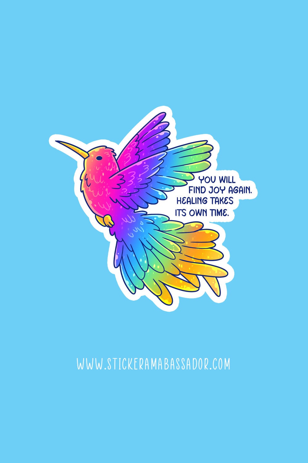 Rainbow Bird Sticker, Hummingbird Sticker Rainbow Decal Laptop Hydro ...