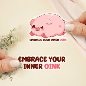Oink Pig Sticker for Water Bottle Piggy Sticker Motivational Sticker ...