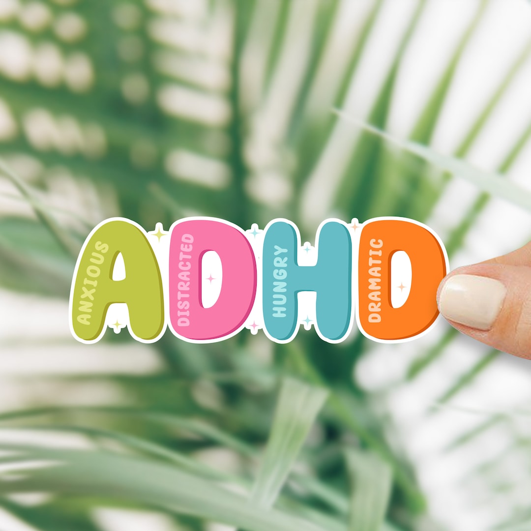 ADHD Sticker, Waterproof Vinyl Sticker, Meditating Brain, Colorful ...