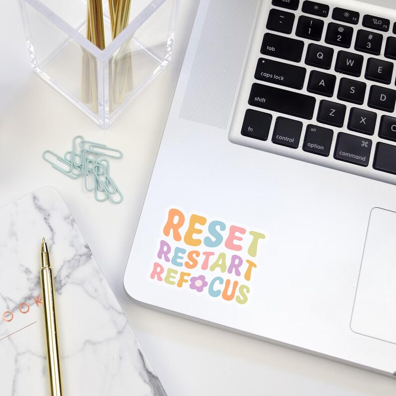 Reset Restart Refocus Sticker Motivational Quote Decal Colorful ...