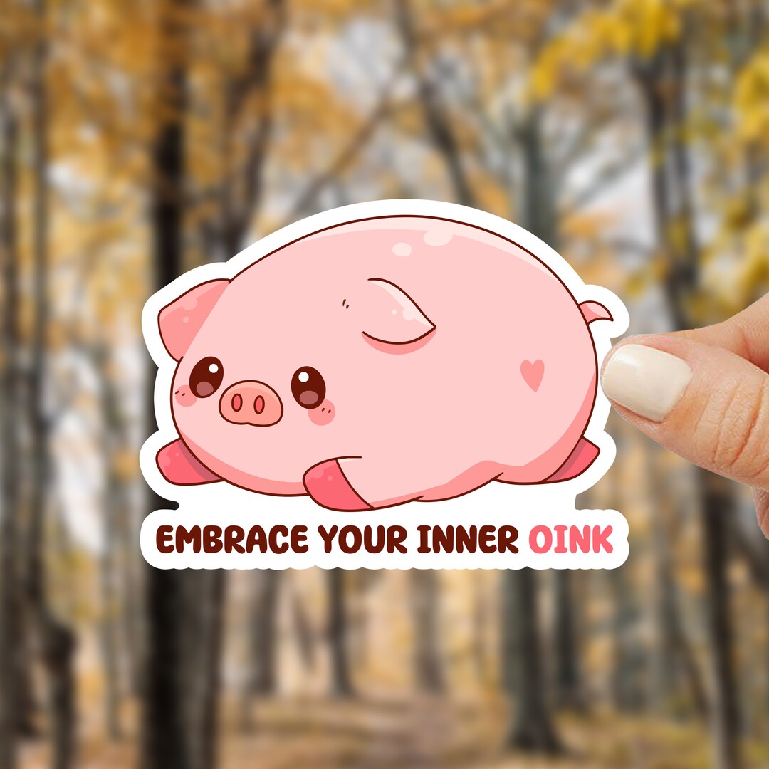 Oink Pig Sticker for Water Bottle Piggy Sticker Motivational Sticker ...