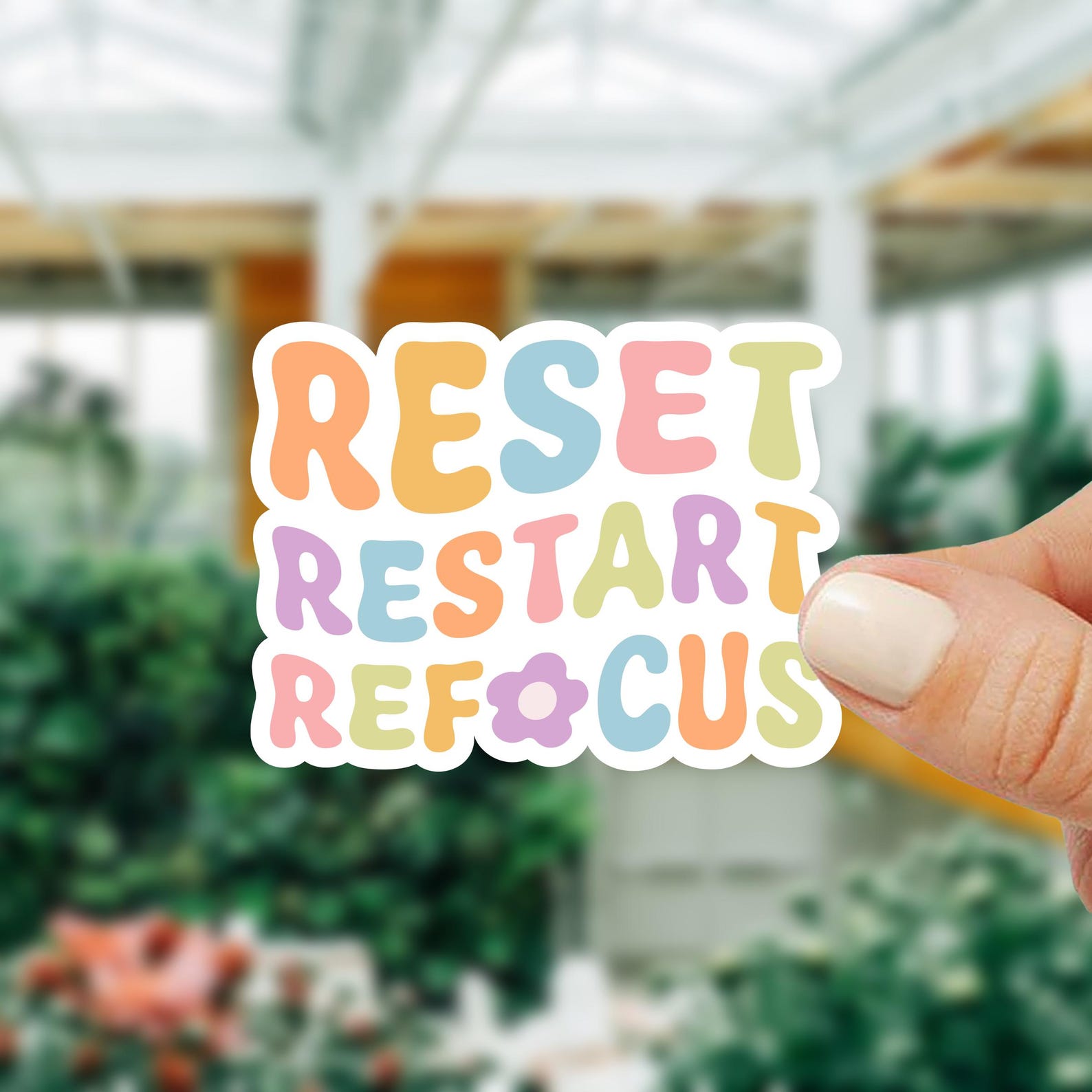 Reset Restart Refocus Sticker Motivational Quote Decal Colorful ...