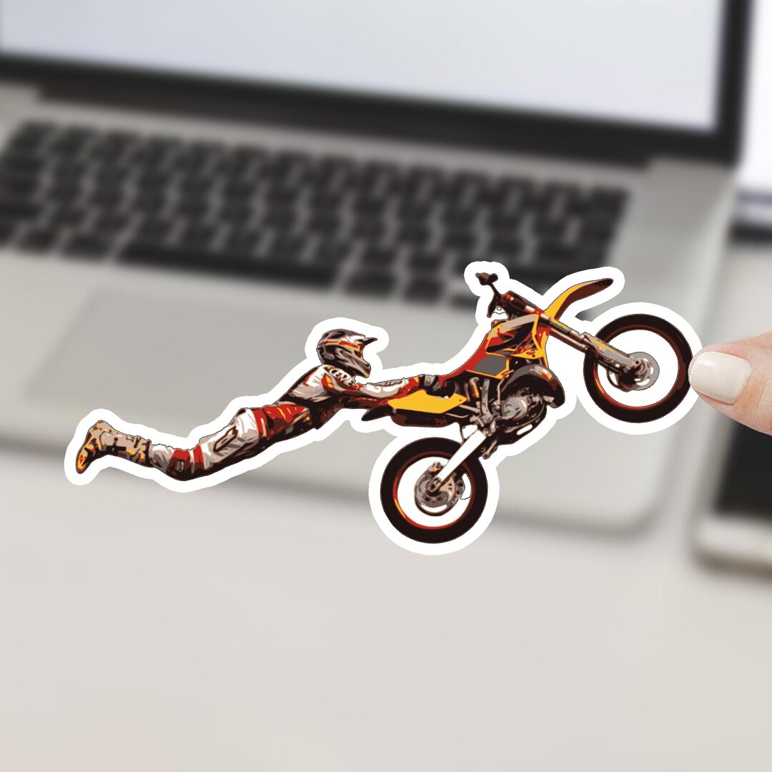 Motocross Stunt Sticker Dirt Bike Jump Decal Extreme Sports Motorcycle ...