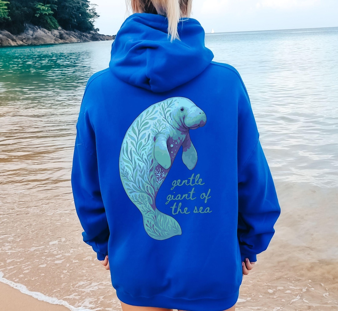 Manatee Gentle Giant Hoodie, Florida Sea Cow Pullover, Respect the ...