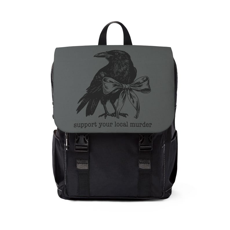 Crow Support Local Murder Backpack Raven Book Bag Gothic Back to School ...