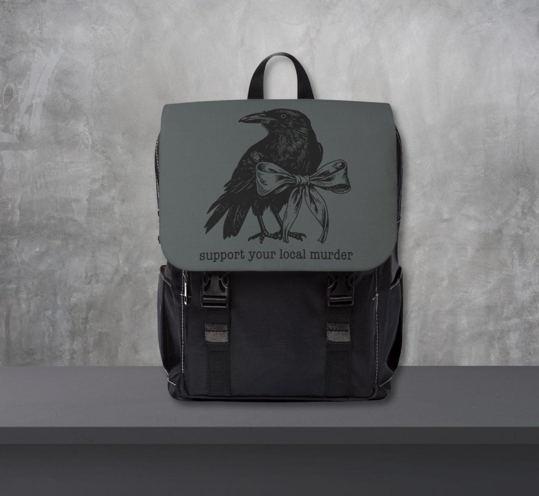 Crow Support Local Murder Backpack Raven Book Bag Gothic Back to School ...