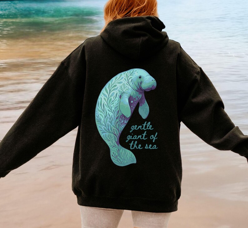 Manatee Gentle Giant Hoodie, Florida Sea Cow Pullover, Respect the ...