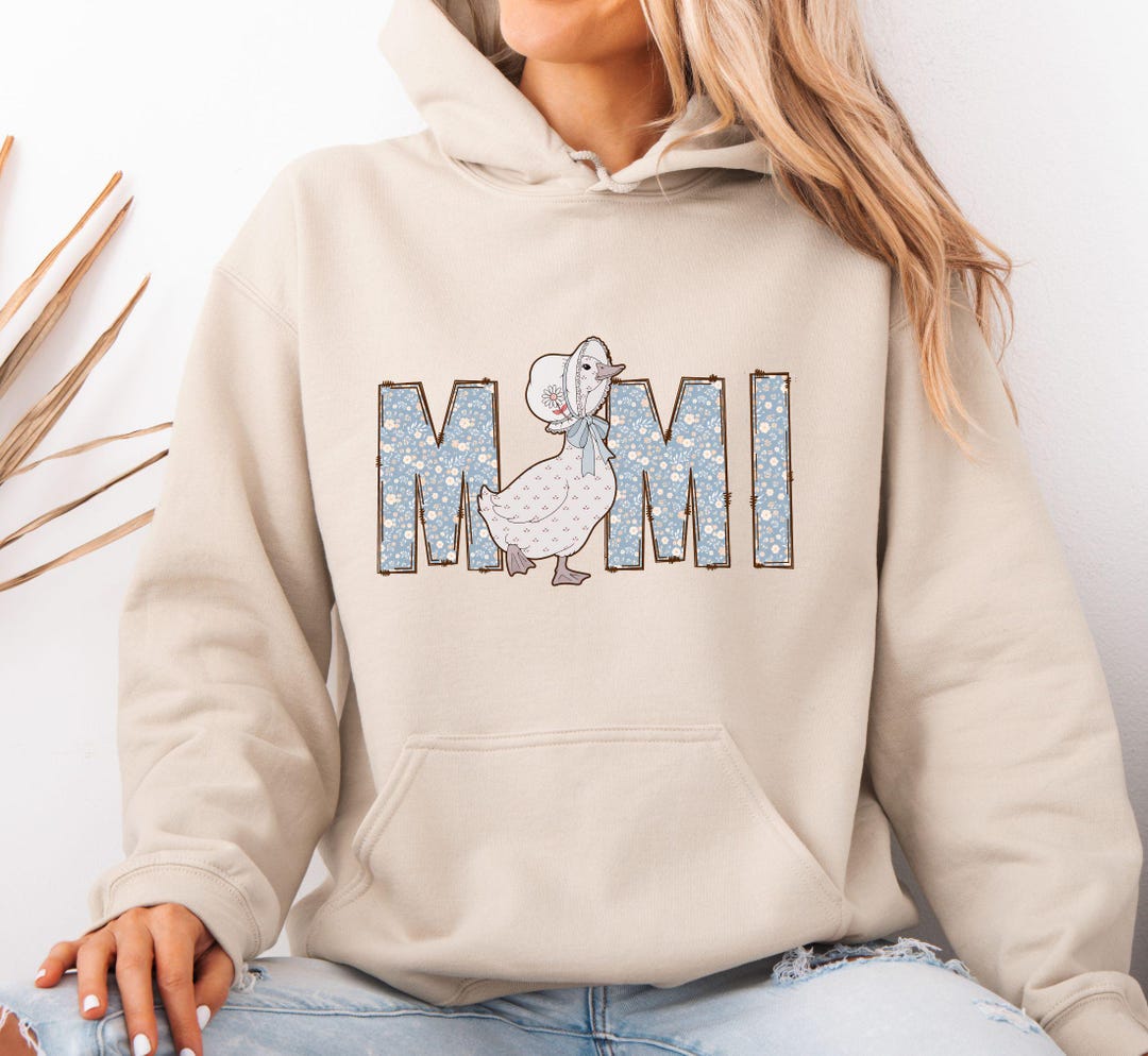 Mimi Mother Goose Hoodie, Vintage Style Hooded Sweatshirt, Cottagecore ...