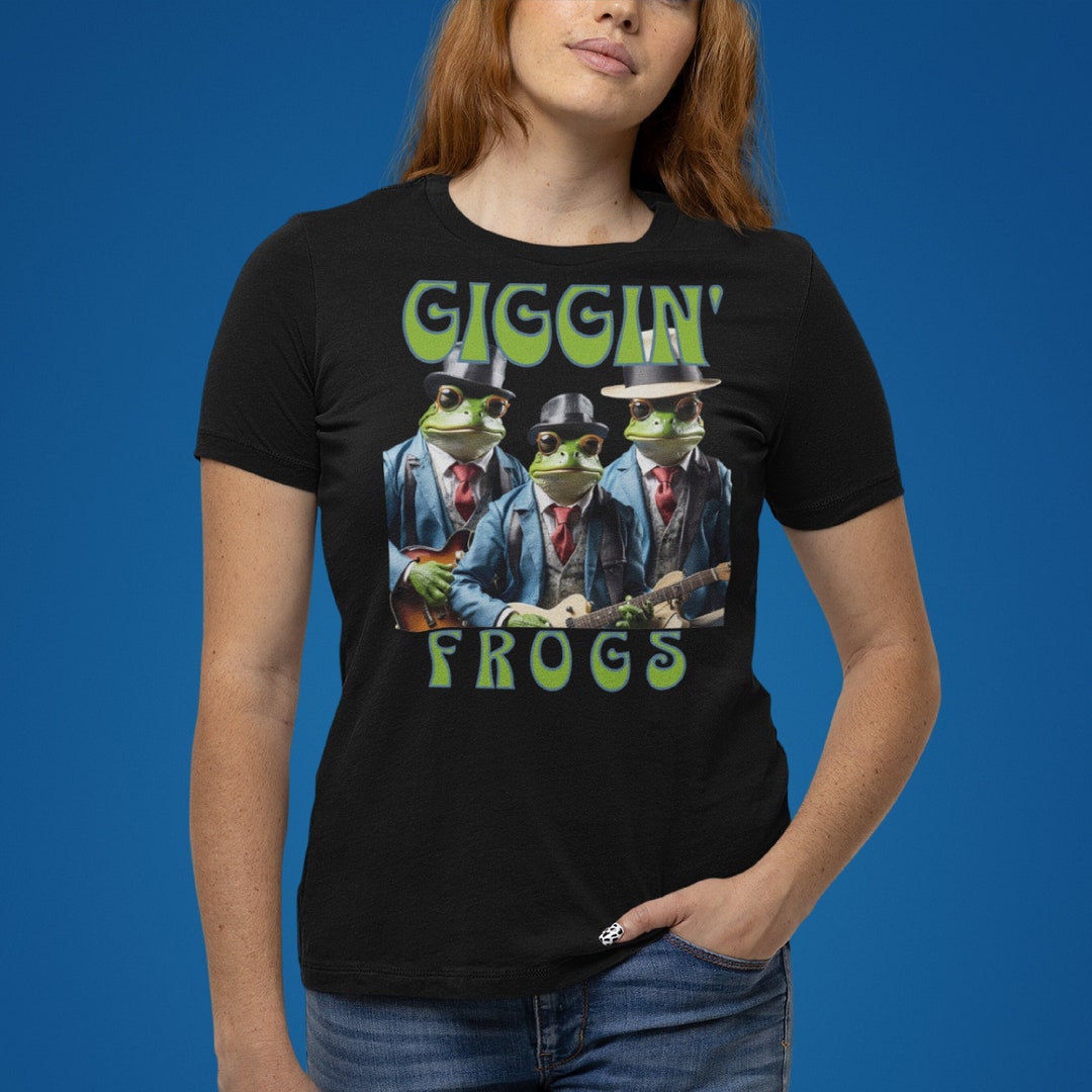 Giggin' Frogs Guitar Gift T-shirt for Musician, Cute Funny Large Sizes ...