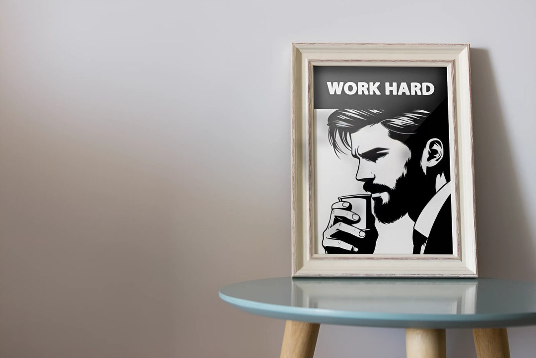 Motivational Digital Poster for Work Hard - Etsy