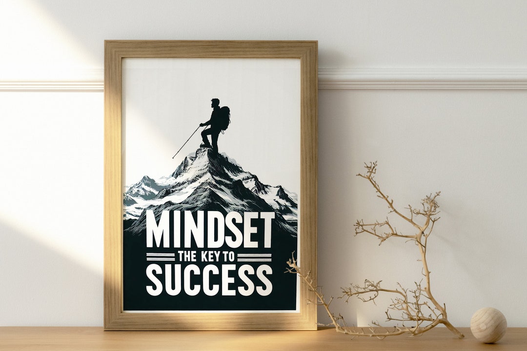 Motivational Poster, Mindset is the Key to Success, Minimal - Etsy