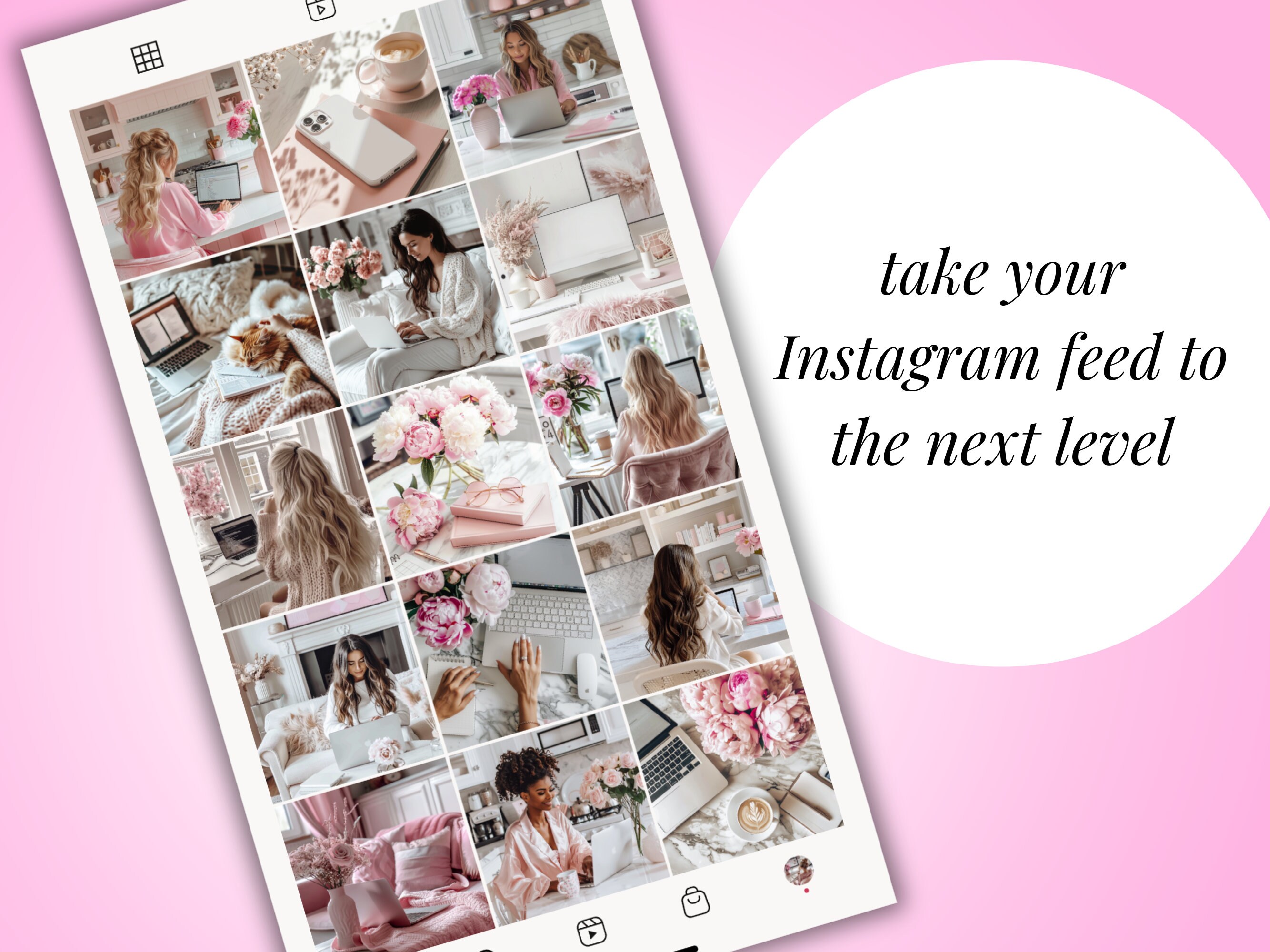 Work From Home Pink Faceless Reels Instagram Stock Images Digital ...