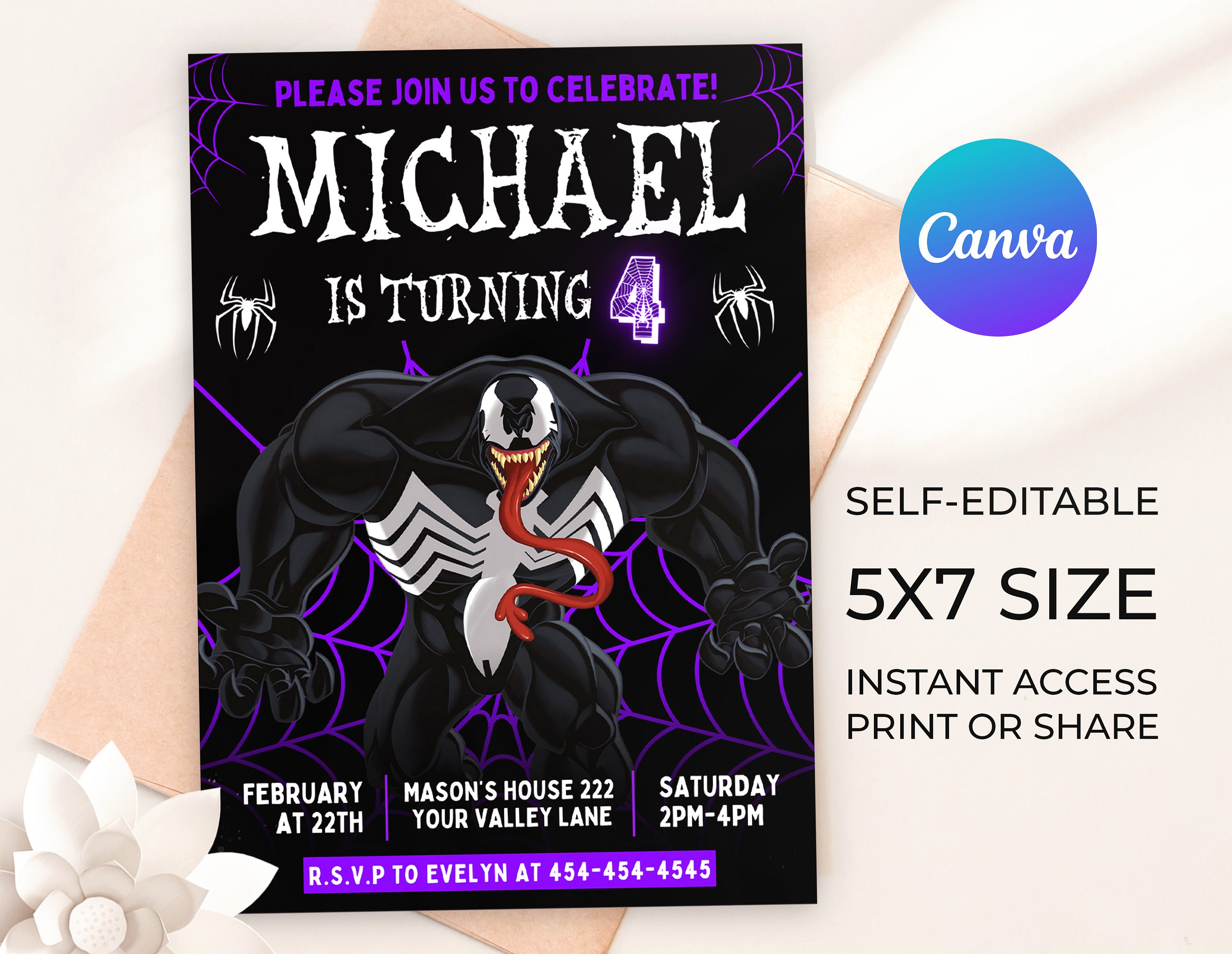 Editable Venom Birthday Invitation, Venom Invitation, Venom Party ...