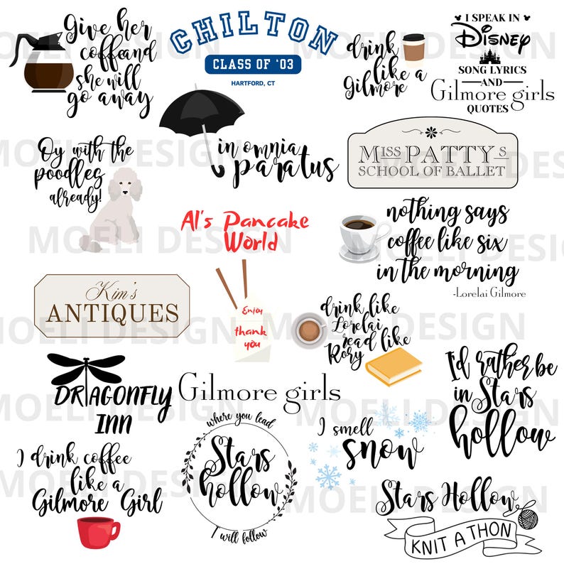 Paquete de 27 piezas de Gilmore Girls, PNG SVG, descarga digital ...