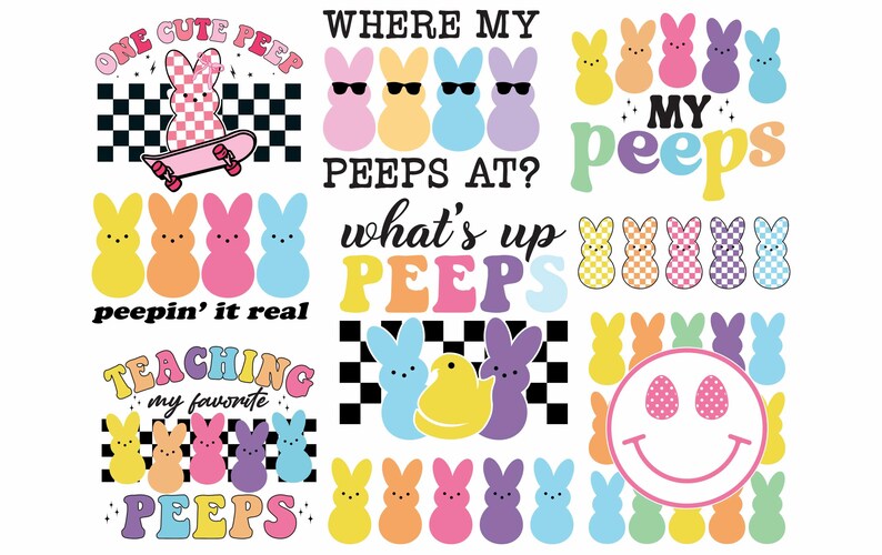 20+ Easter Peeps SVG PNG Bundle, Peeps Svg, Easter Bunny Svg, Kids ...