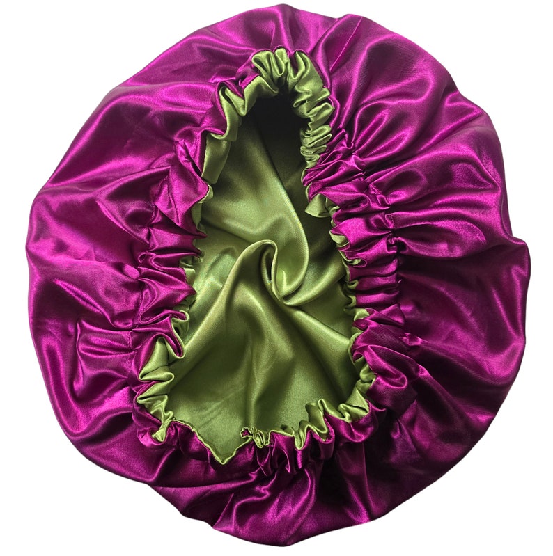 Satin Hair Bonnet Plum/lime - Etsy