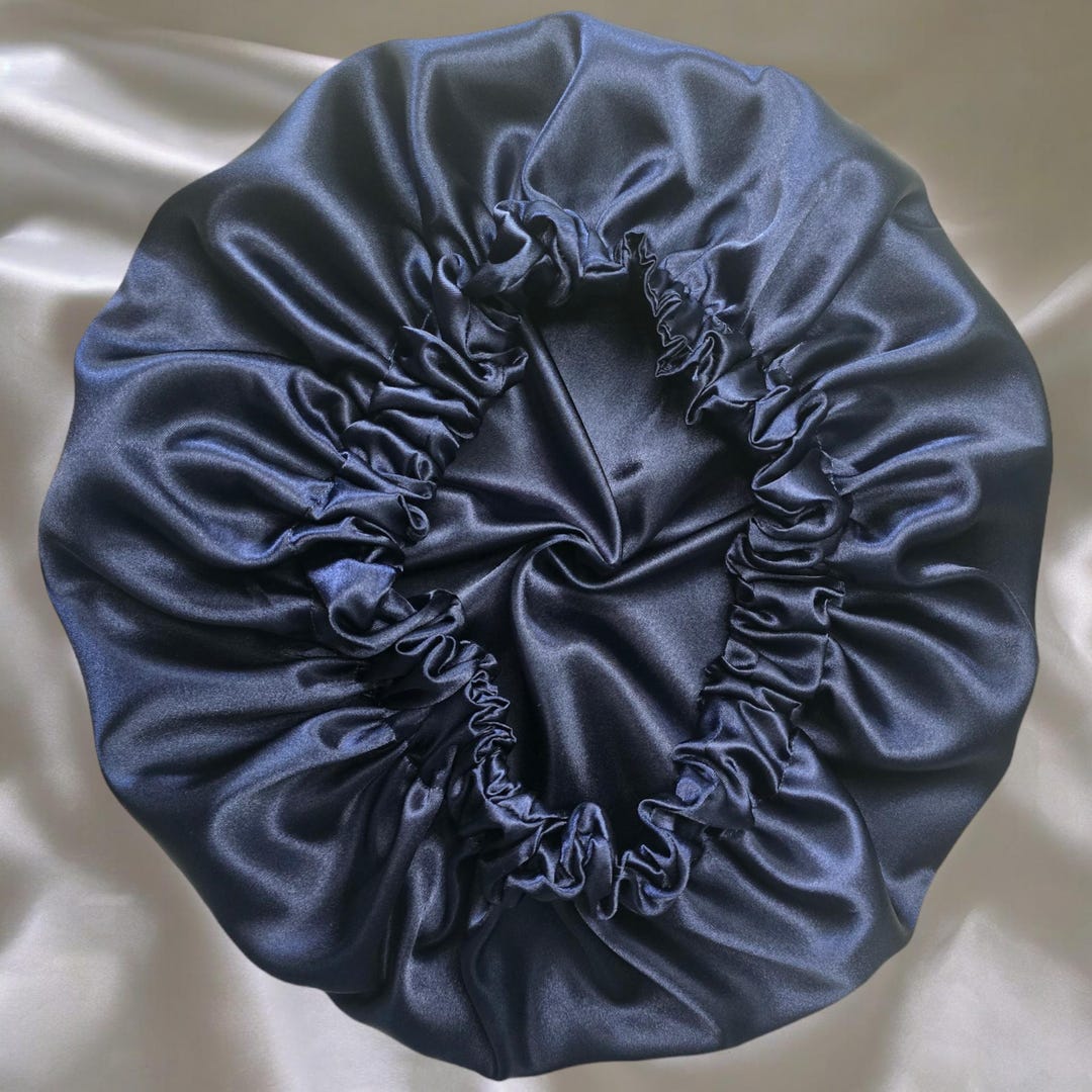 Satin Hair Bonnet Navy Blue - Etsy