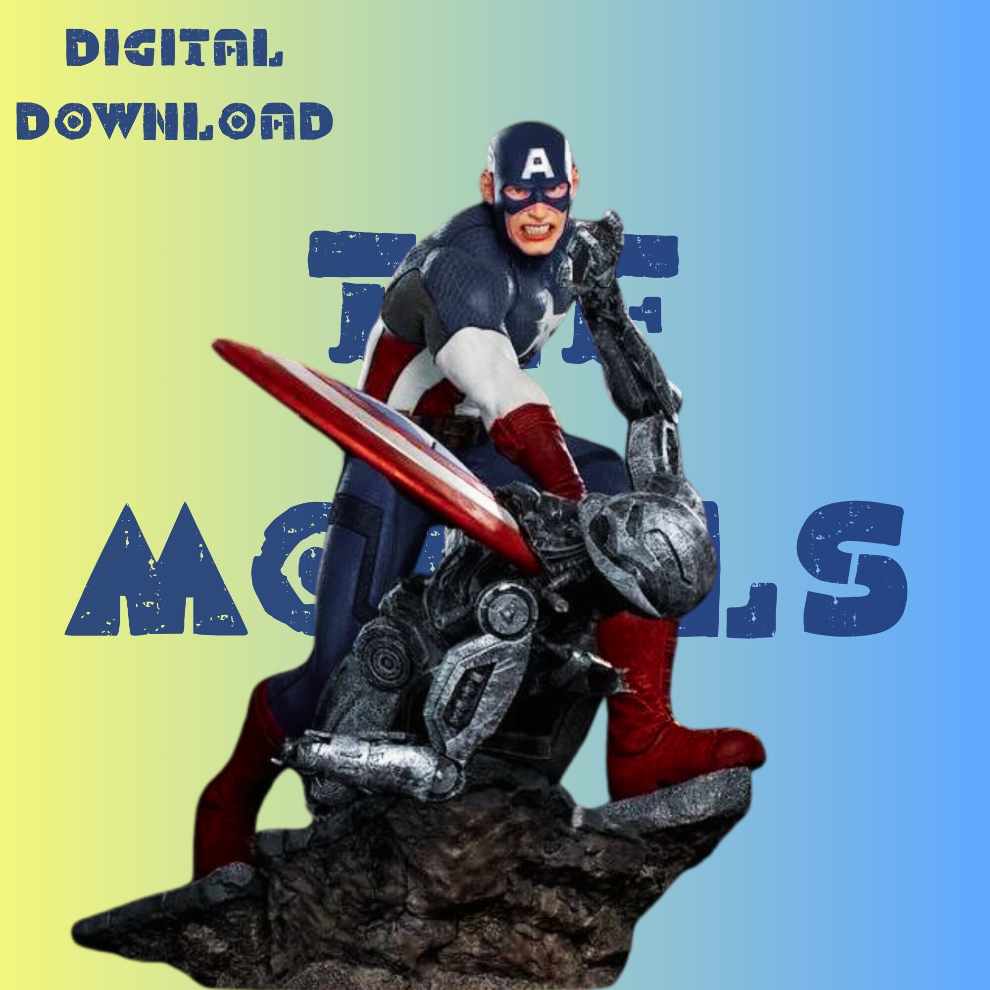 Captan Amrica Super Statue Model STL File STL Model 3D Easy Printable ...