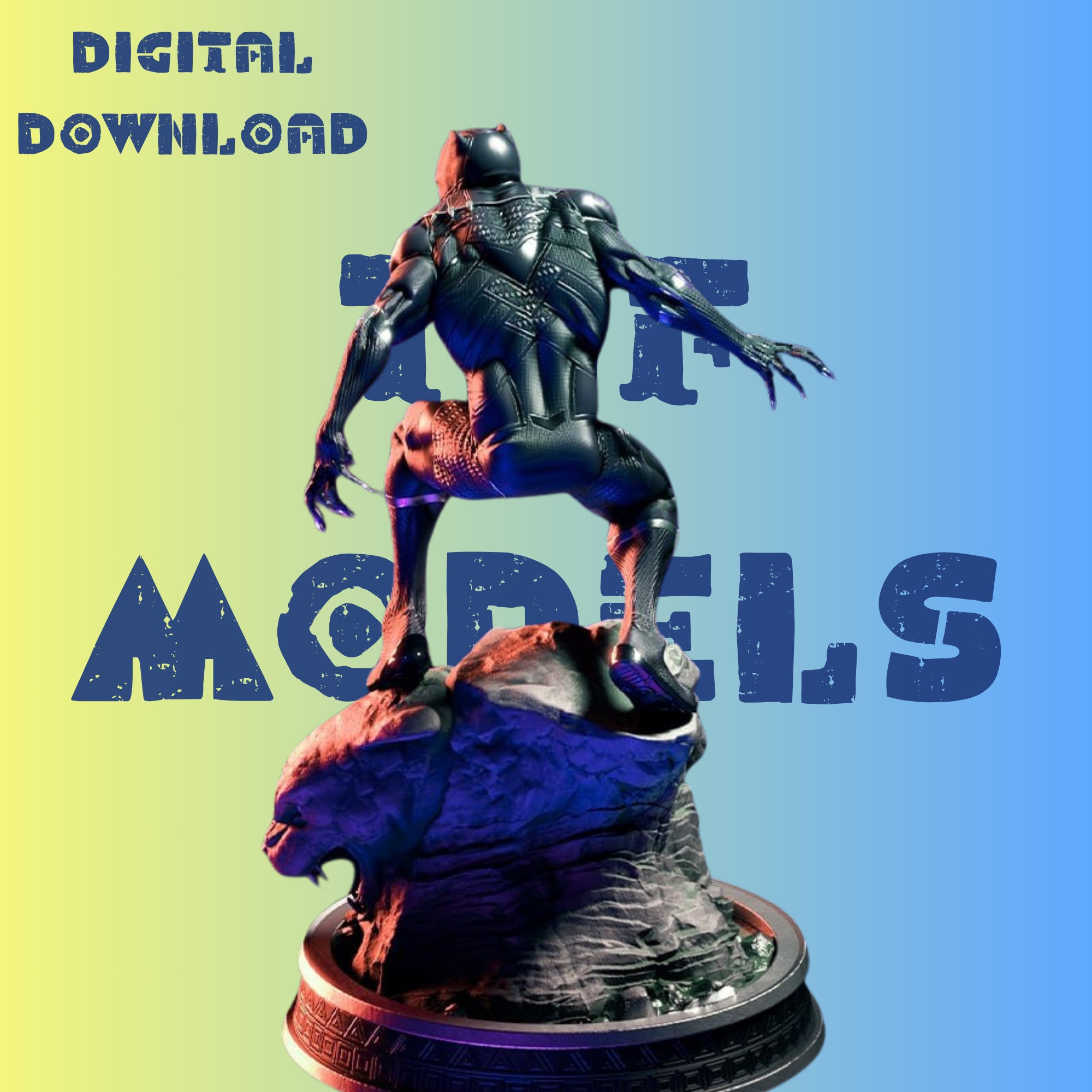 Black Pnter Super Statue Model STL File STL Model 3D Easy Printable ...