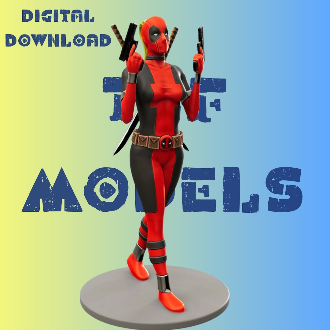 Lady Dedpool Statue Model STL File STL Model 3D Easy Printable File - Etsy