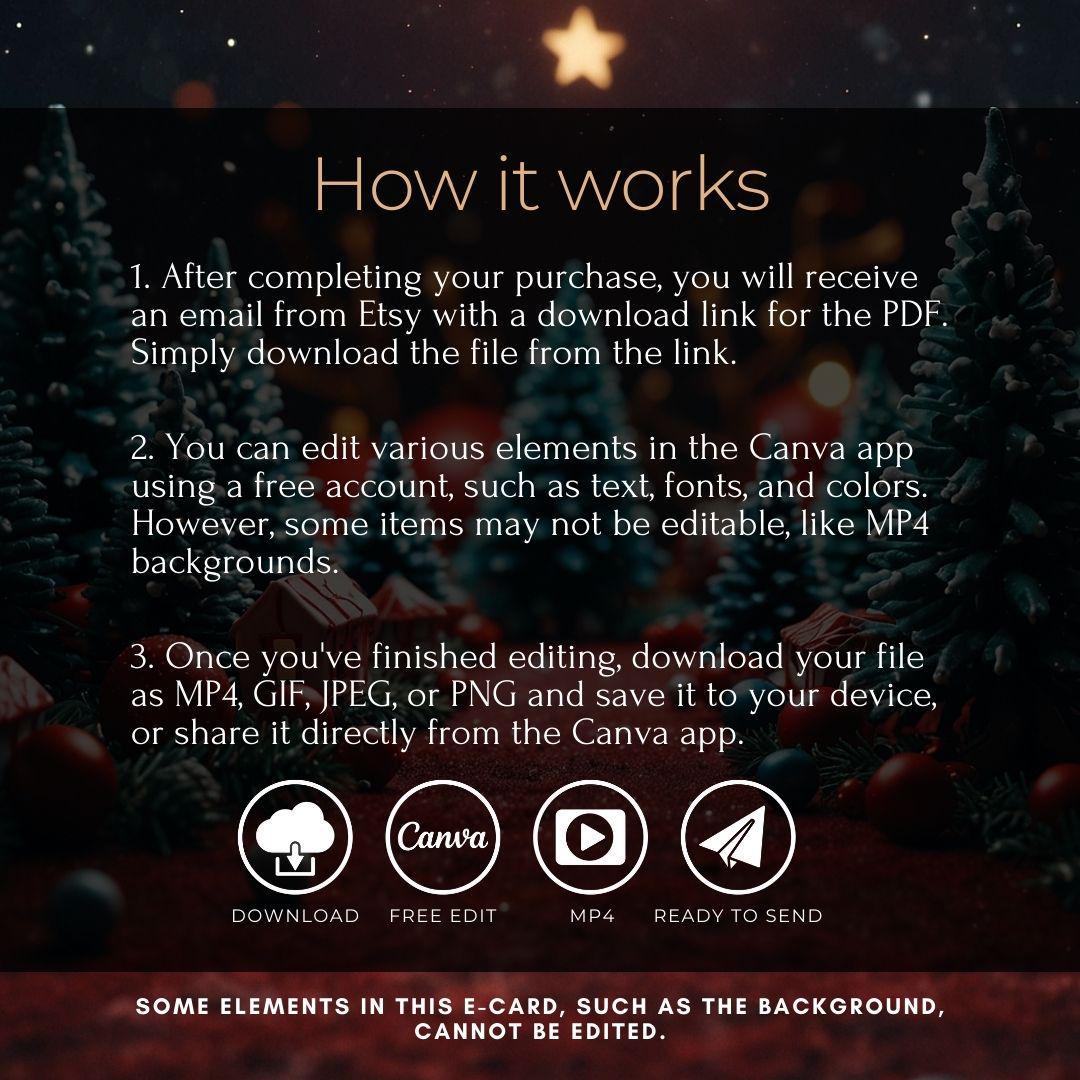 Editable Animated Christmas E-card - Festive Holiday Greetings (canva ...