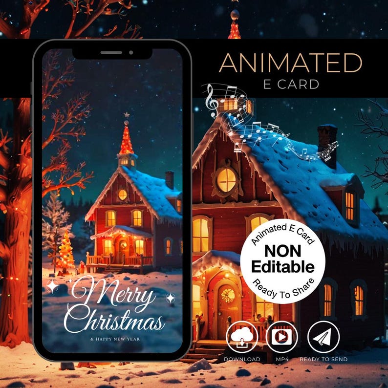 Animated Christmas E-card, Festive Holiday Greeting (instant Download ...