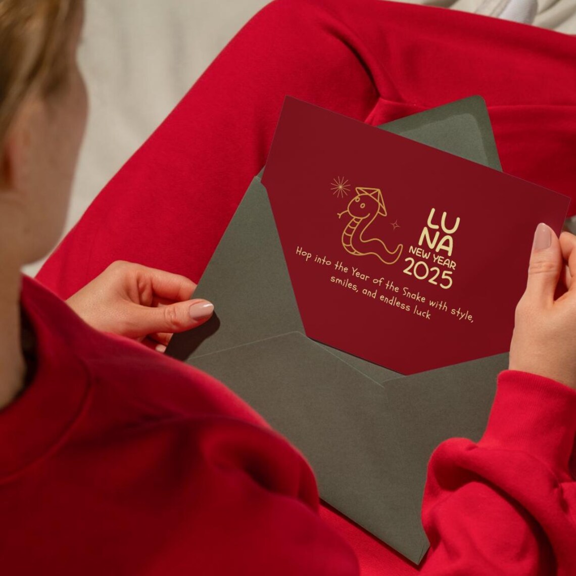 Lunar New Year 2025 Editable Card, Chinese New Year Card, Lunar New ...