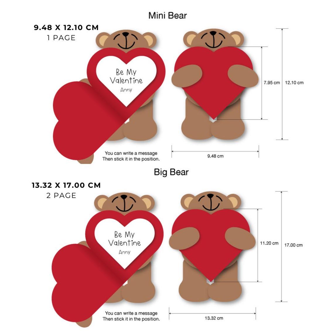 DIY Bear Hug Valentine Card SVG – Cricut File (digital Download) - Etsy