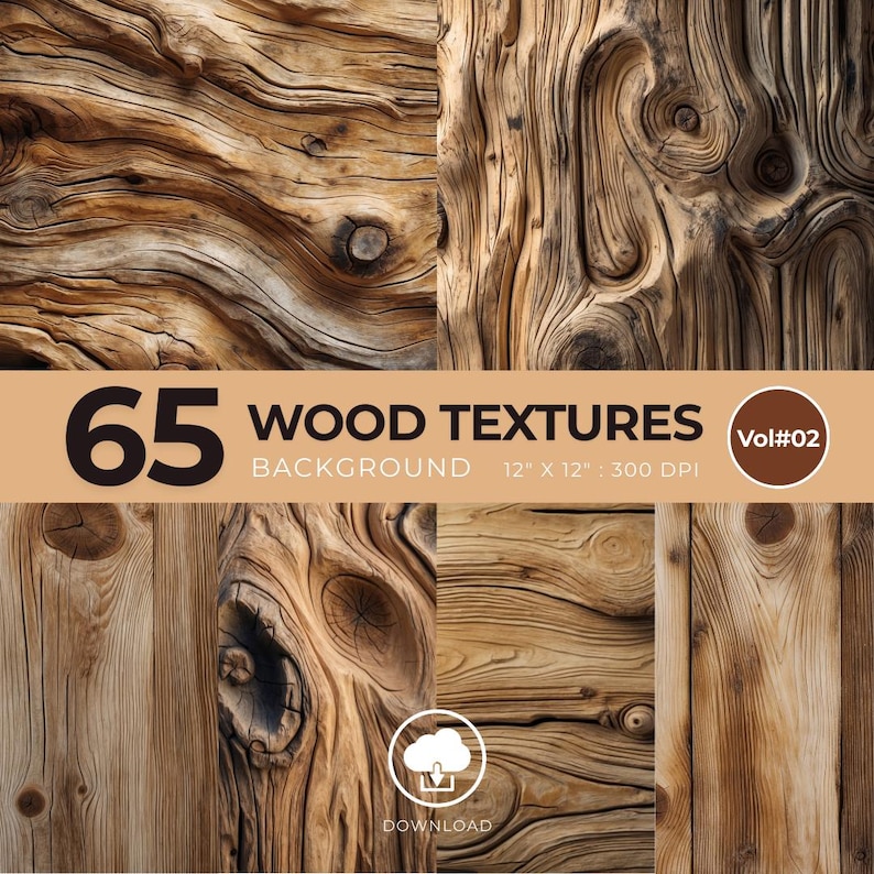 65 Wood Texture Designs, Digital Wood Textures Bundle, Digital File Download, 65 High-resolution ...