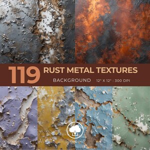 119 Rusted Metal Texture Designs – 12x12 Inch, 300 DPI – Digital File ...