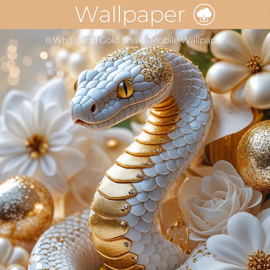 White and Gold Snake Chinese New Year Mobile Wallpaper - Symbol of Luck ...