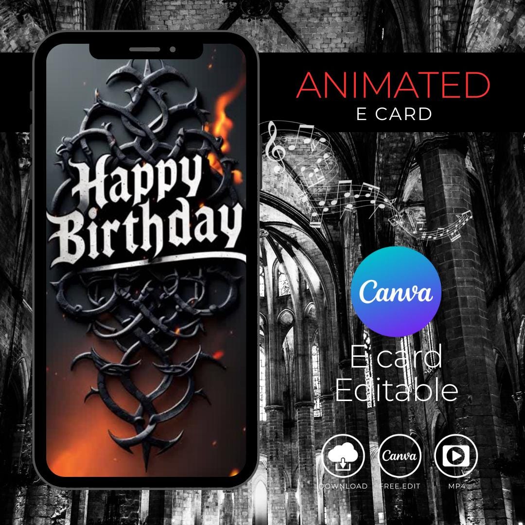 Heavy Metal Happy Birthday Animated E-card | Gothic Rock Birthday Card ...