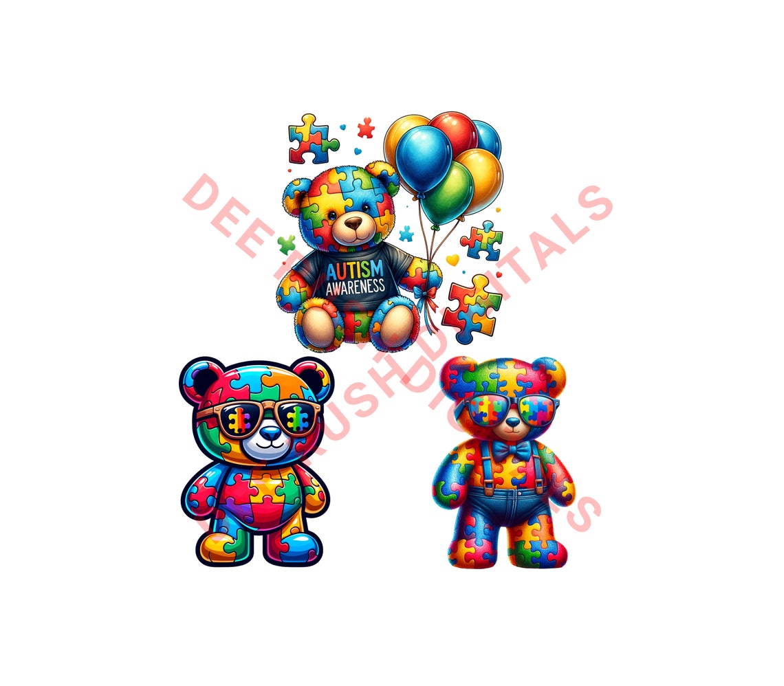 Autism Teddy Bear Png Bundle Teddy Bear Bundle Png Bear Bundle Png ...