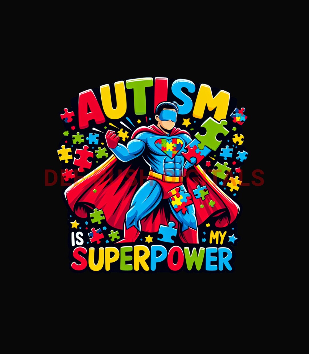 Autism is My Superpower PNG: Superhero Puzzle Piece (digital Download ...