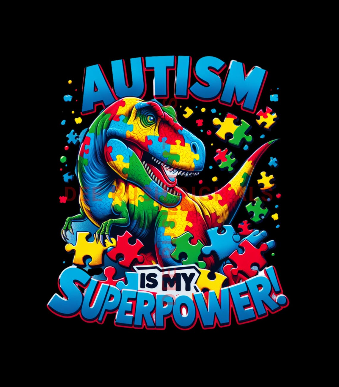 Autism Awareness Dinosaur PNG: Superhero Puzzle Design (digital ...