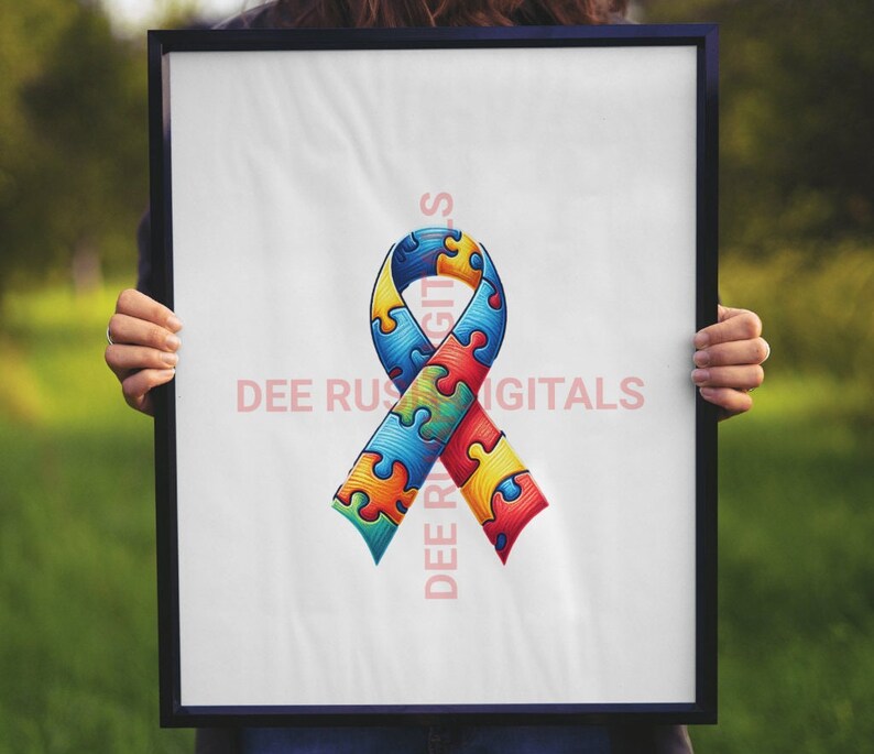 Autism Awareness Ribbon PNG: Puzzle Design (digital Download) - Etsy
