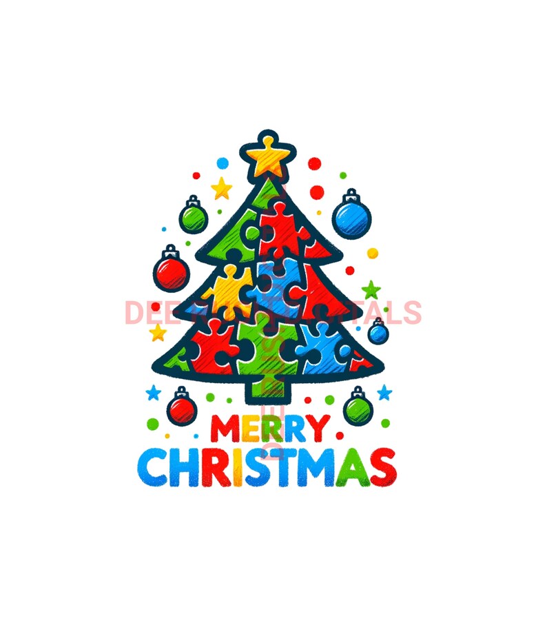 Autism Awareness Christmas Tree PNG: Puzzle Ornaments (digital Download ...