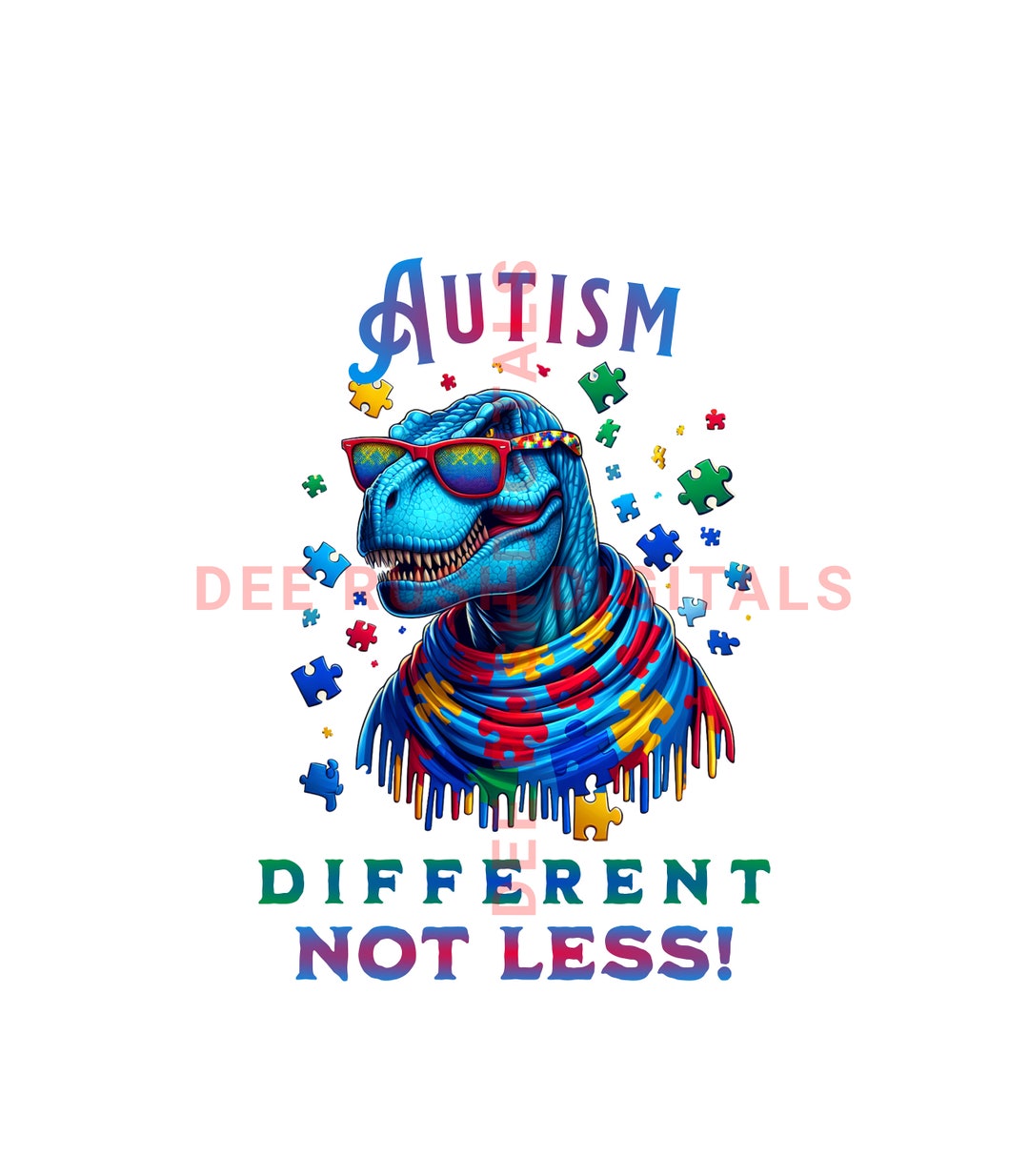 Autism Different Not Less Png Autism T-rex Dinosaur Different Not Less ...