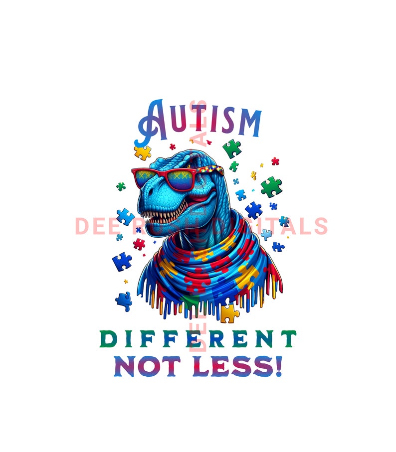 Autism T-rex Dinosaur Digital PNG With Inspirational Message - Etsy