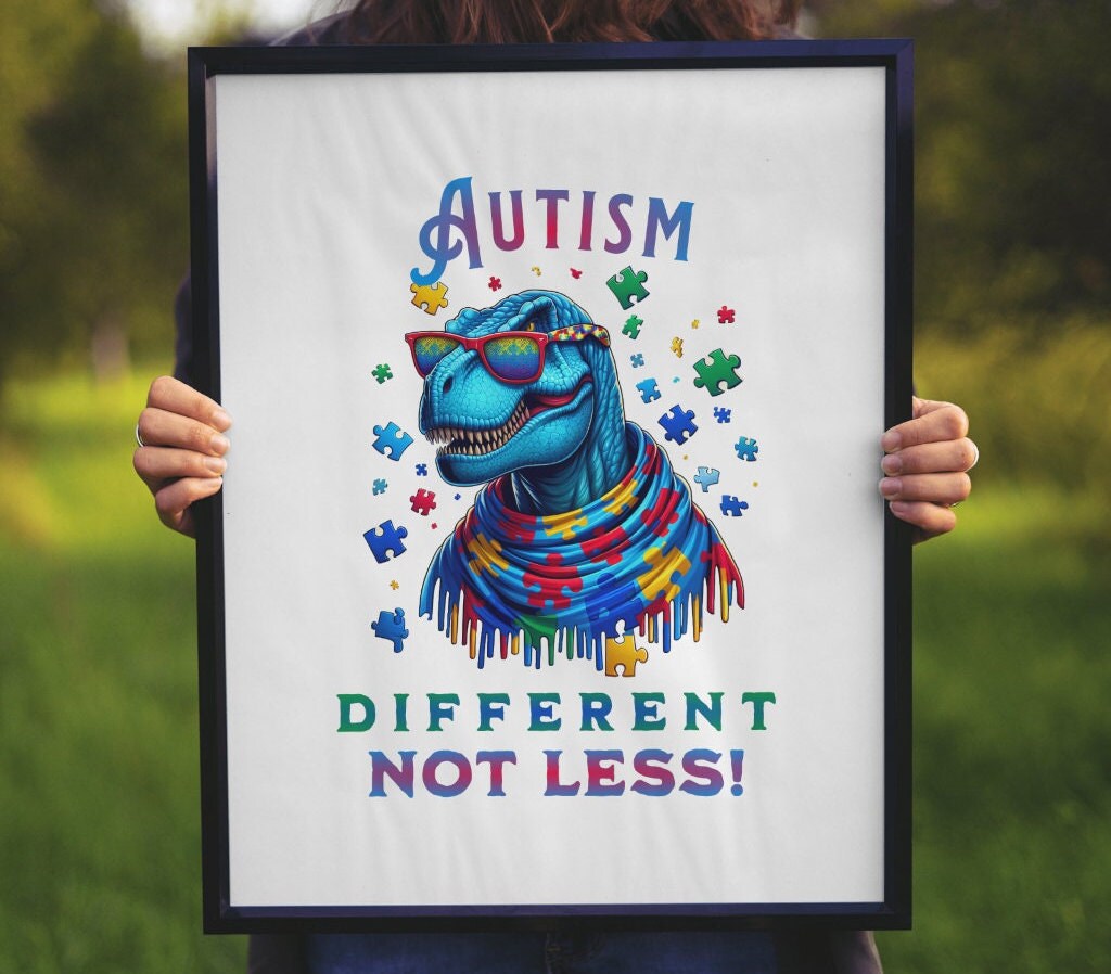 Autism T-rex Dinosaur Digital PNG With Inspirational Message - Etsy