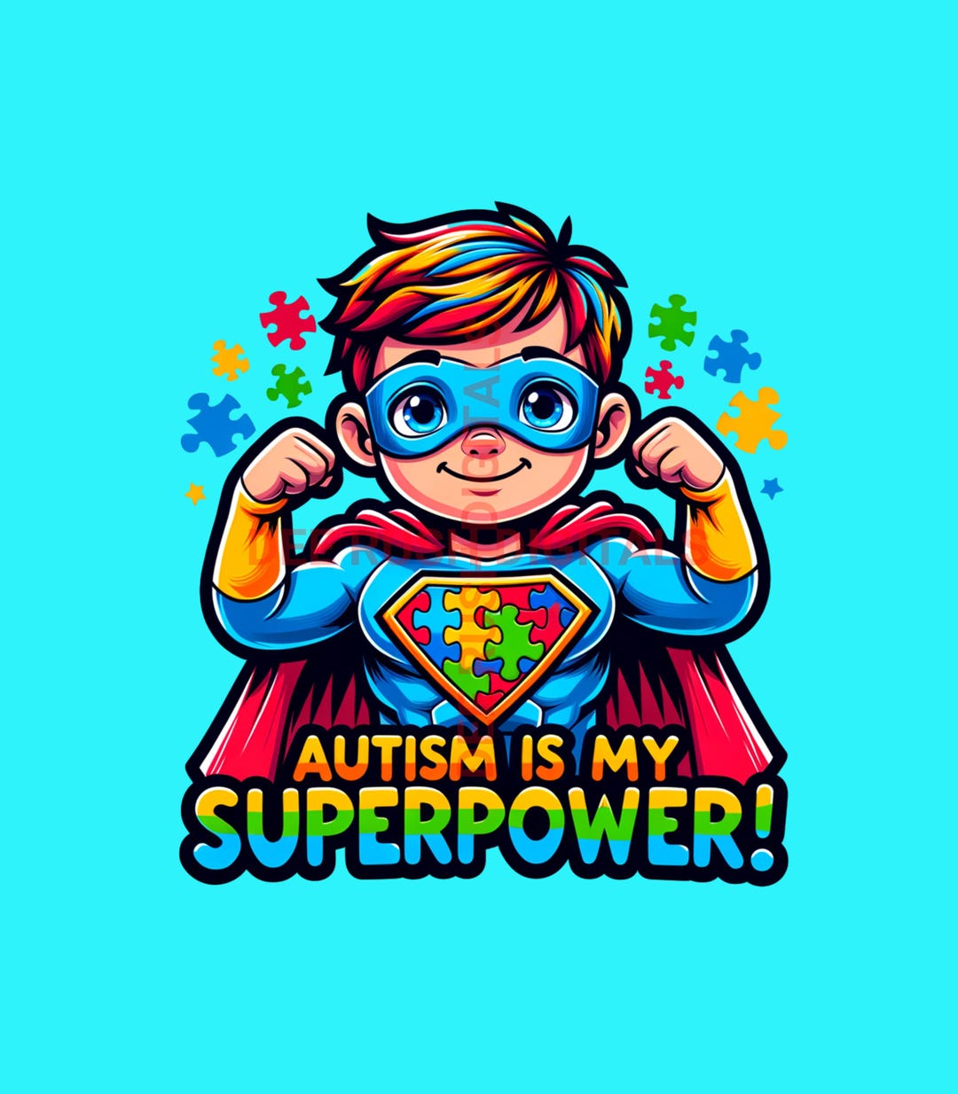 Autism Superhero Boy PNG: Superpower Sublimation Design (digital ...